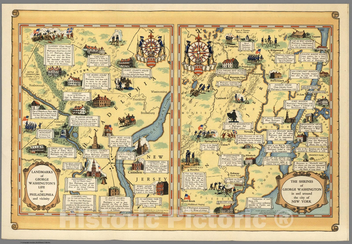 Historic Map : Pocket Map, Landmarks of George Washington's life. The ...