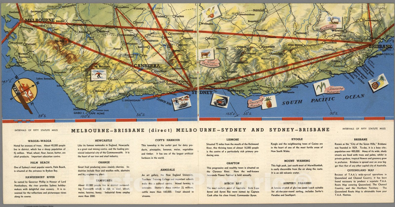 Historic Map : Pamphlet, Melbourne - Brisbane (direct) Melbourne - Syd ...