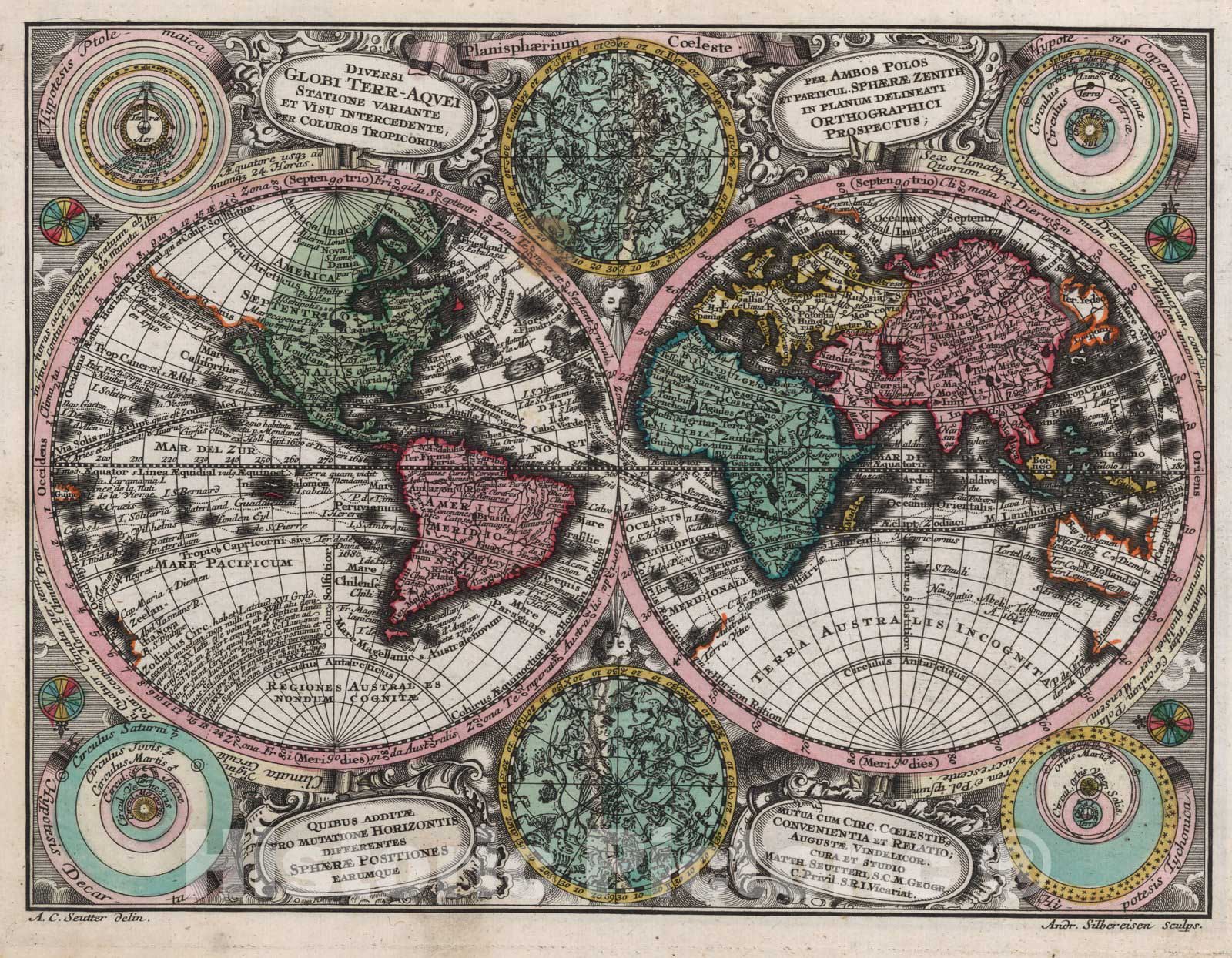 Historic Map : World Atlas Map, Planisphaerium coeleste. A.C. Seutter ...