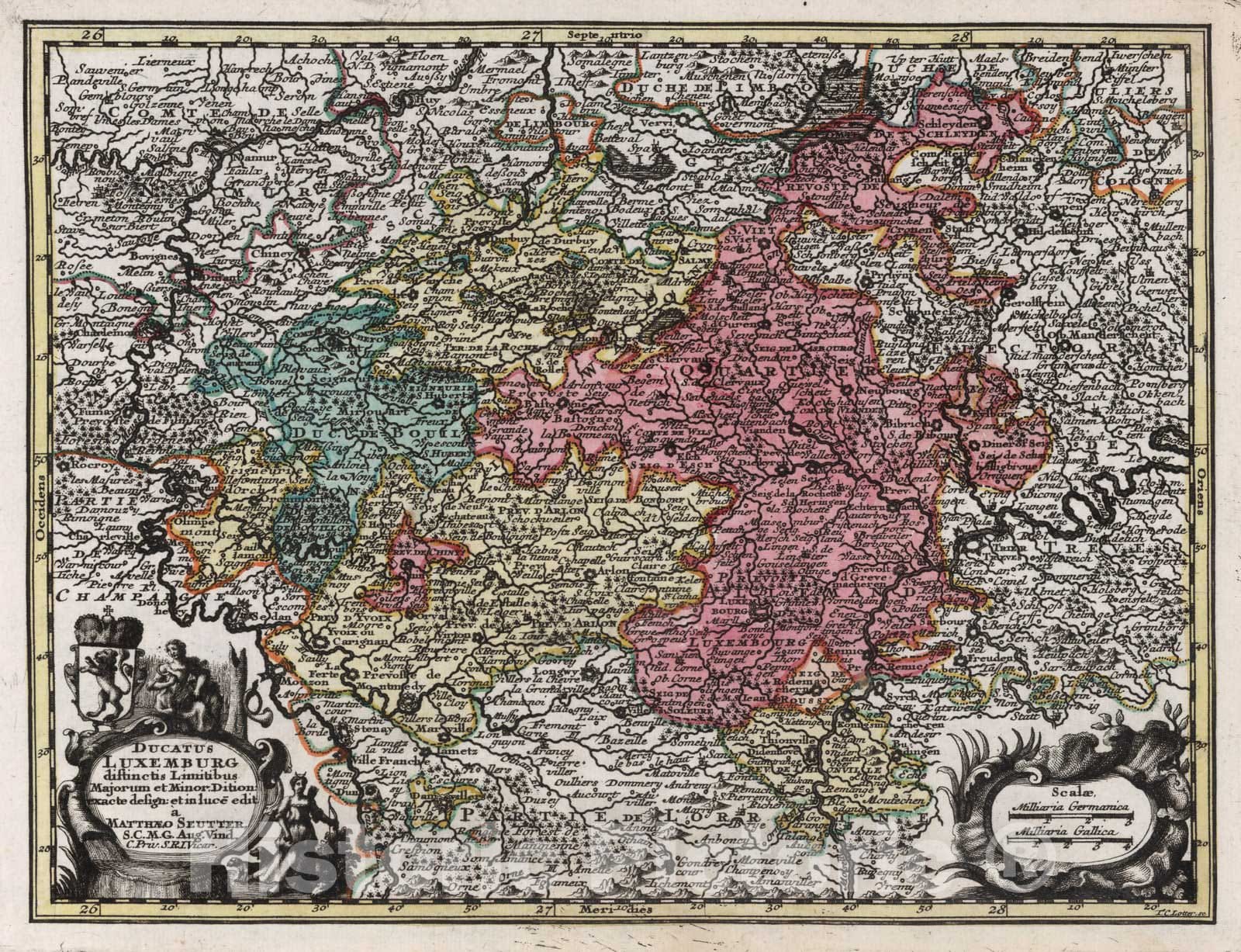 Historic Wall Map : Luxemburg,Ducatus Luxemburg 1744 , Vintage Wall Ar ...