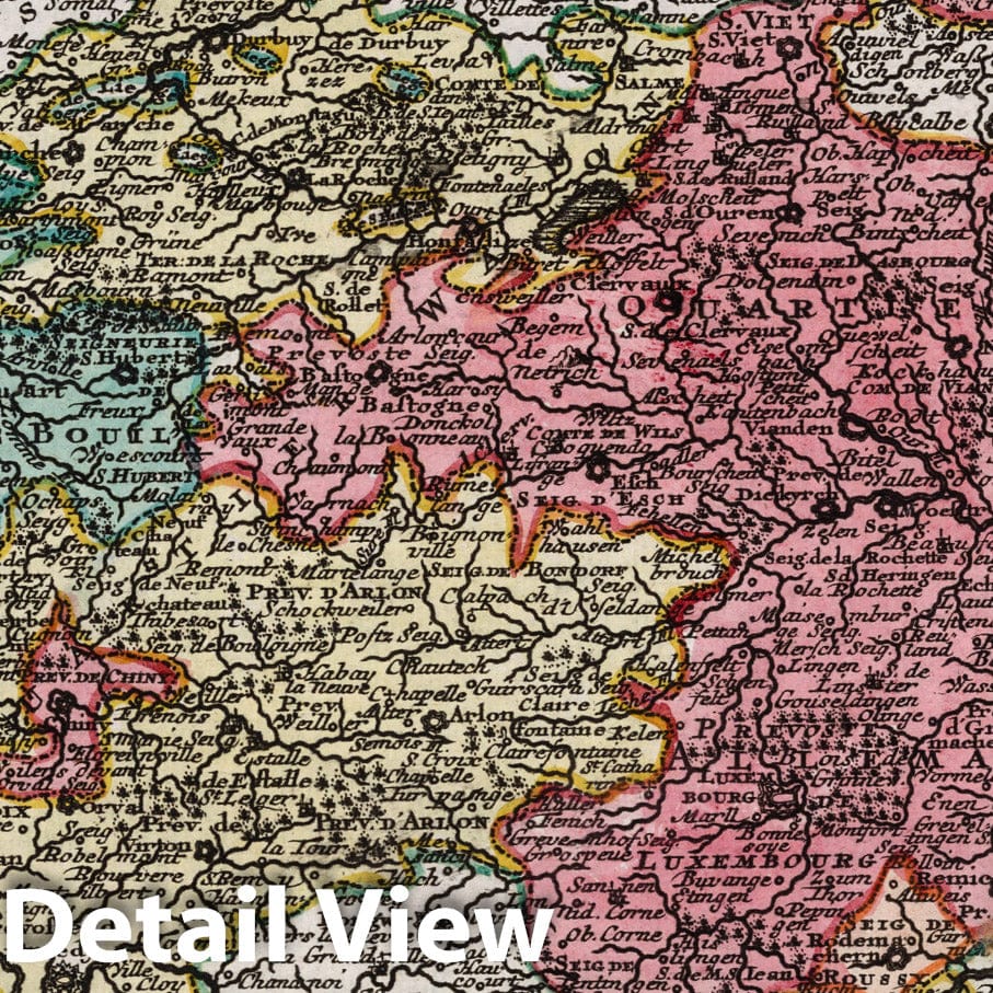 Historic Wall Map : Luxemburg,Ducatus Luxemburg 1744 , Vintage Wall Ar ...