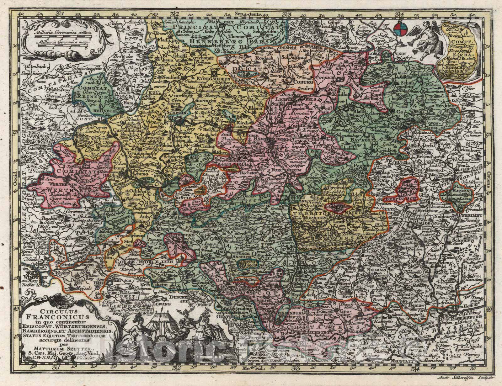 Historic Map : Germany,Circulus Franconicus 1744 , Vintage Wall Art ...