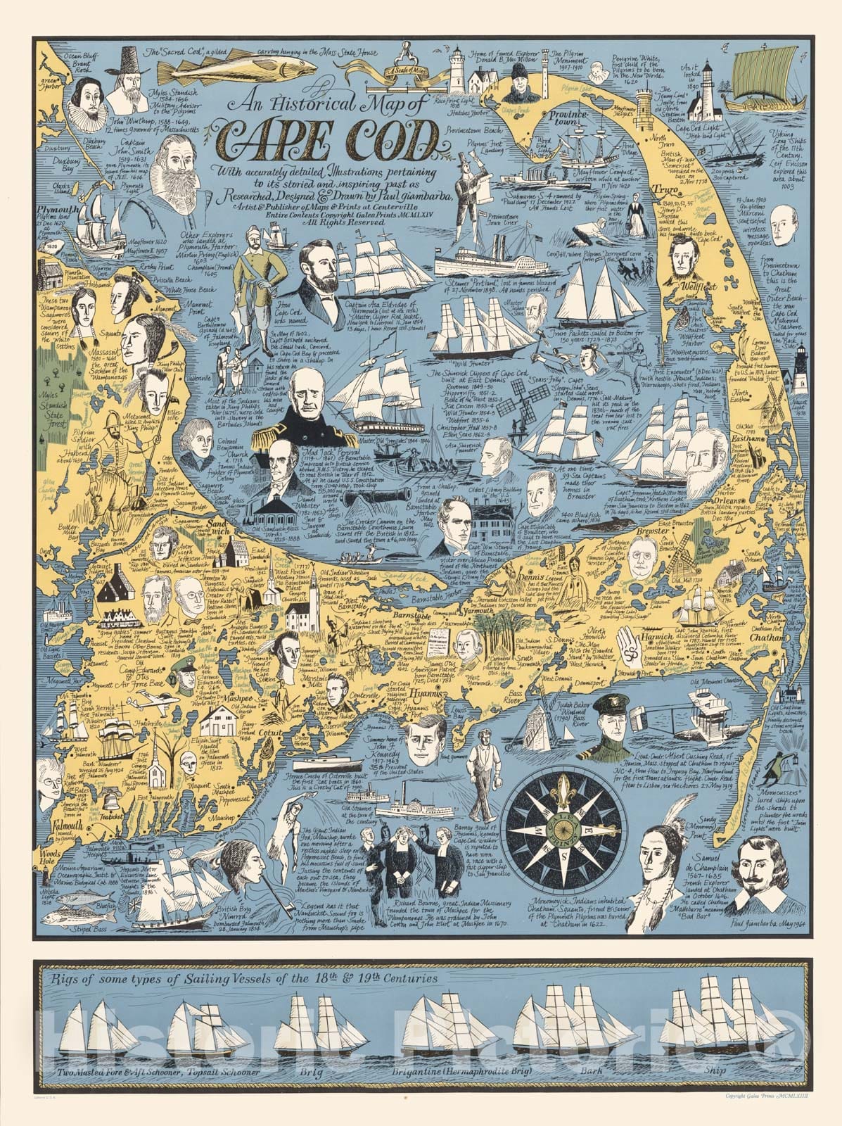 Historic Map : An historical map of Cape Cod, 1964 - Vintage Wall Art ...