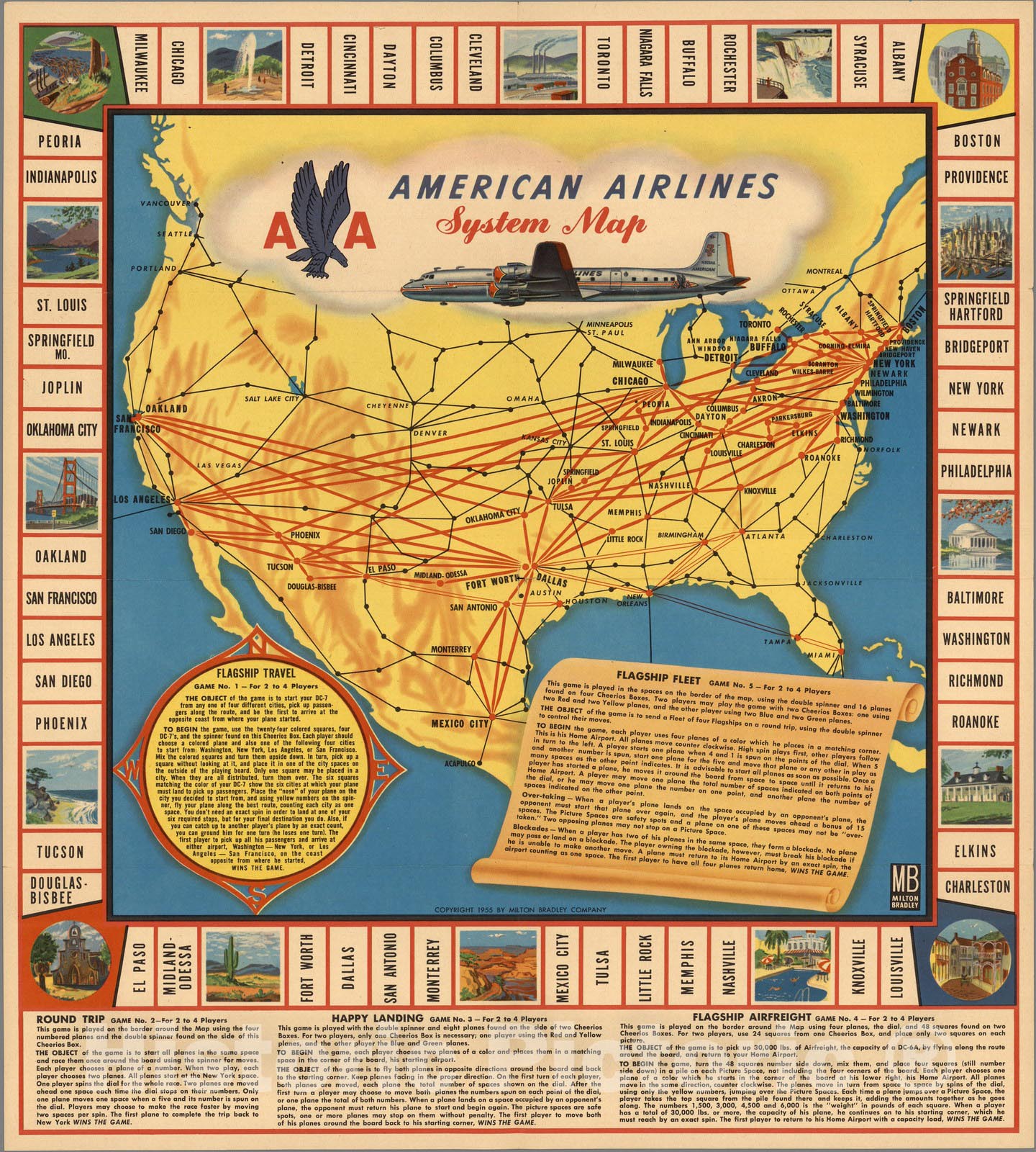 Historic Map : American Airlines System Map, 1955 - Vintage Wall Art ...