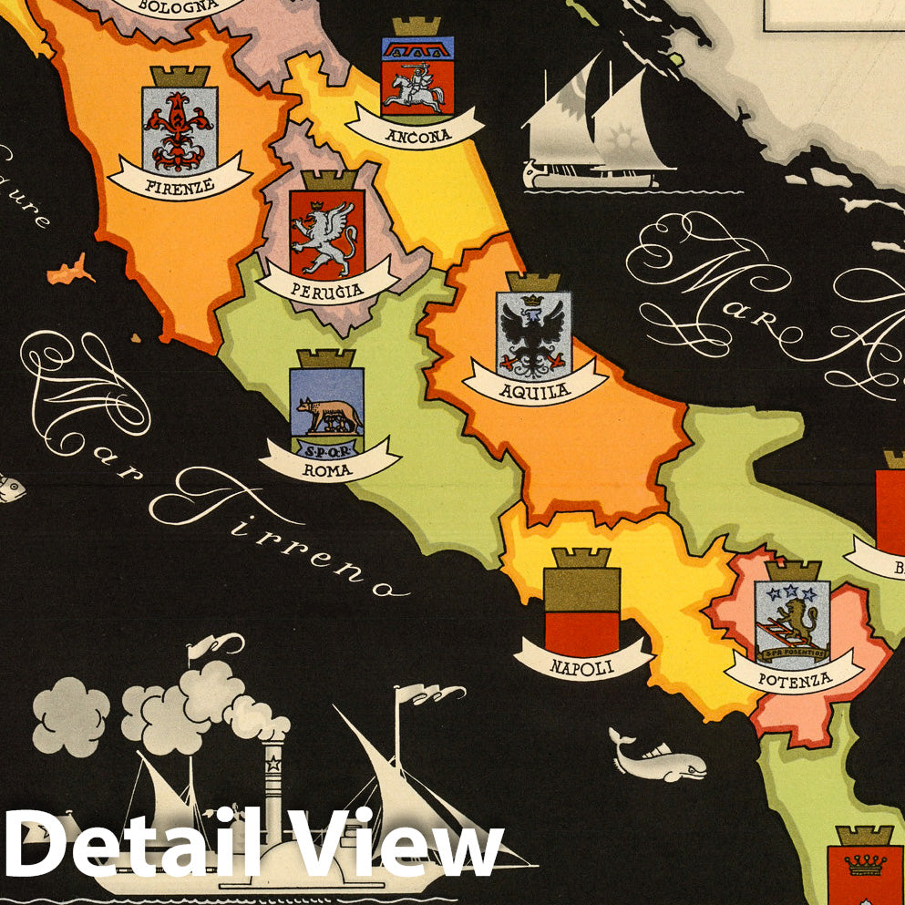 Historic Map : Italy, Guide Book, Italia. 1938 v2 , Vintage Wall Art ...