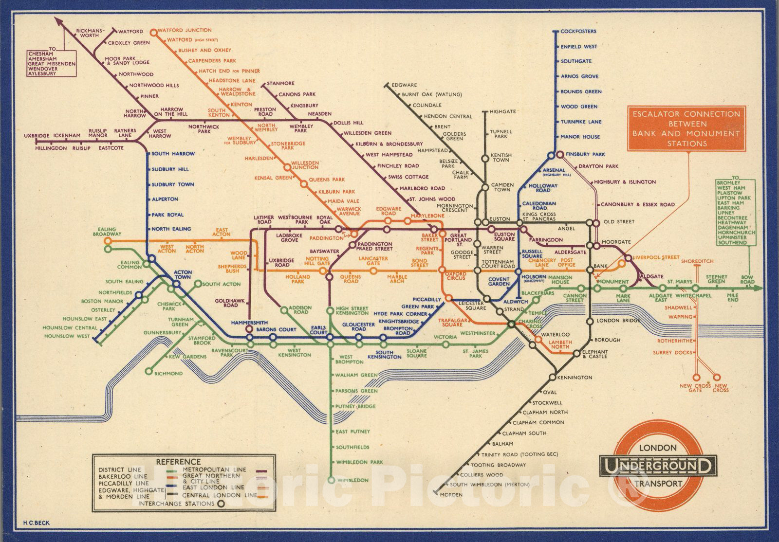 Historic Map : Pocket Map, London Underground Transport. 1933 - Vintag ...
