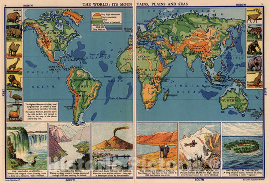 Historic Map : Geography Book, The World: Its Mountains, Plains and Se ...