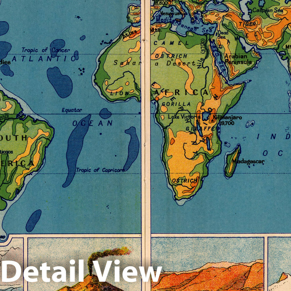 Historic Map : Geography Book, The World: Its Mountains, Plains and Se ...