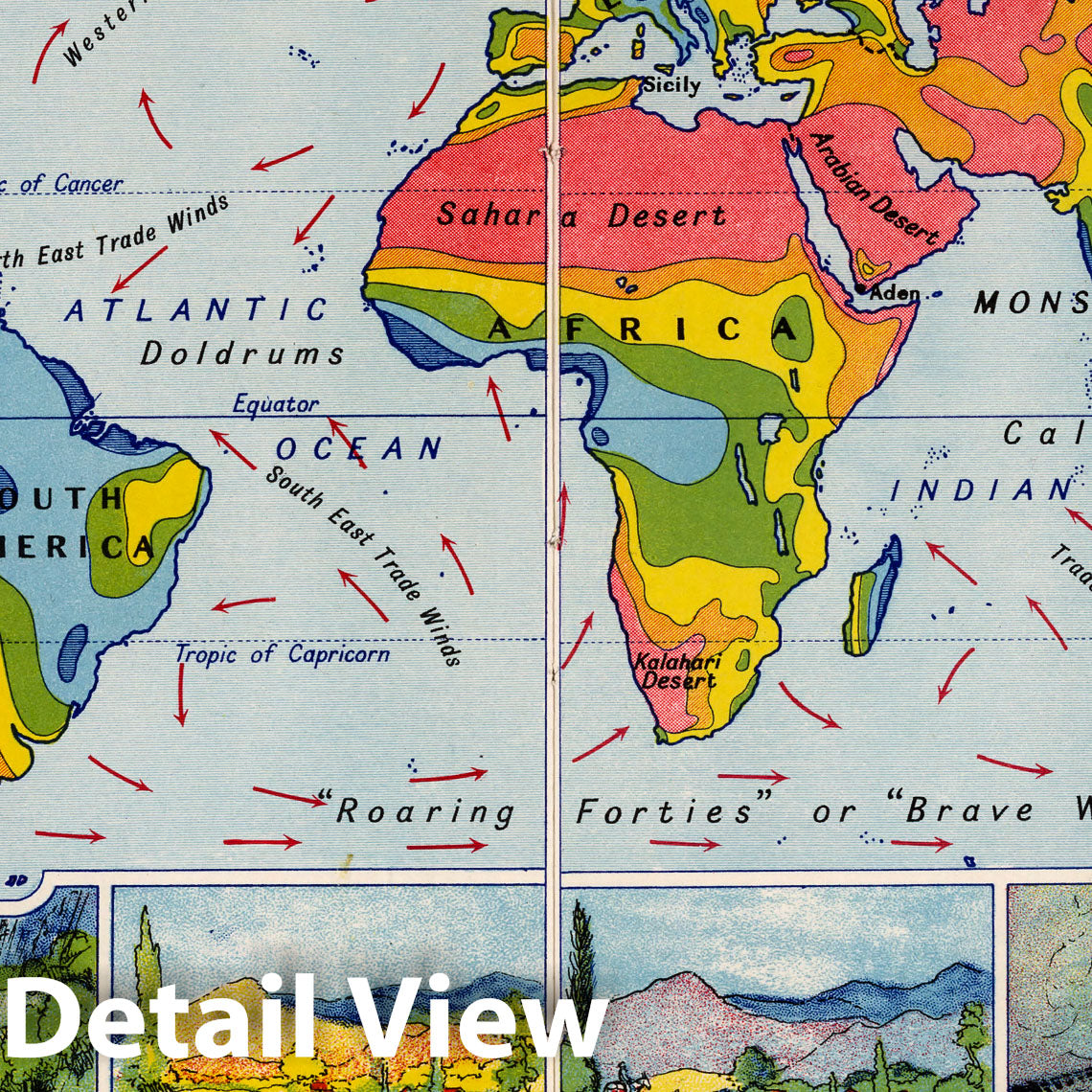 Historic Map : Geography Book, The World: Where It is Wet or Dry. 1935 ...