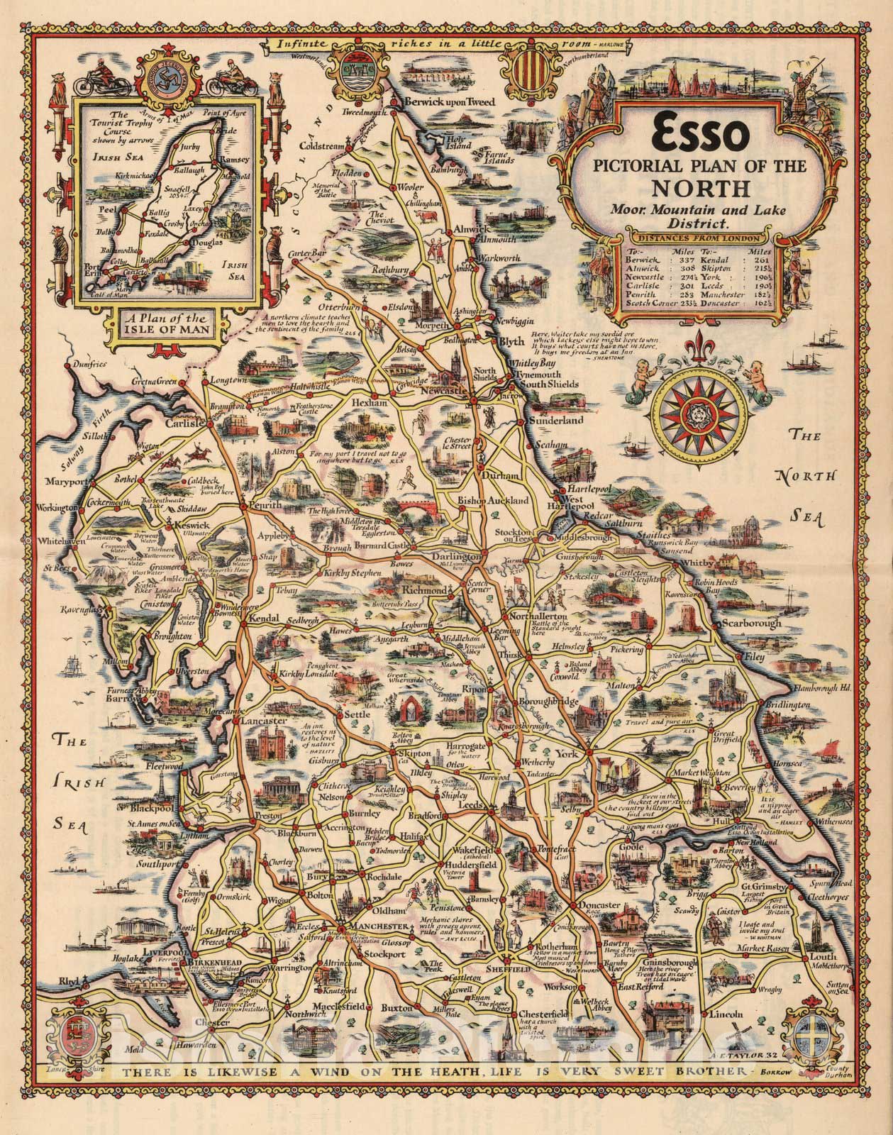 Historic Map : Esso Pictorial Plan of the North. Moor: Mountain and La ...