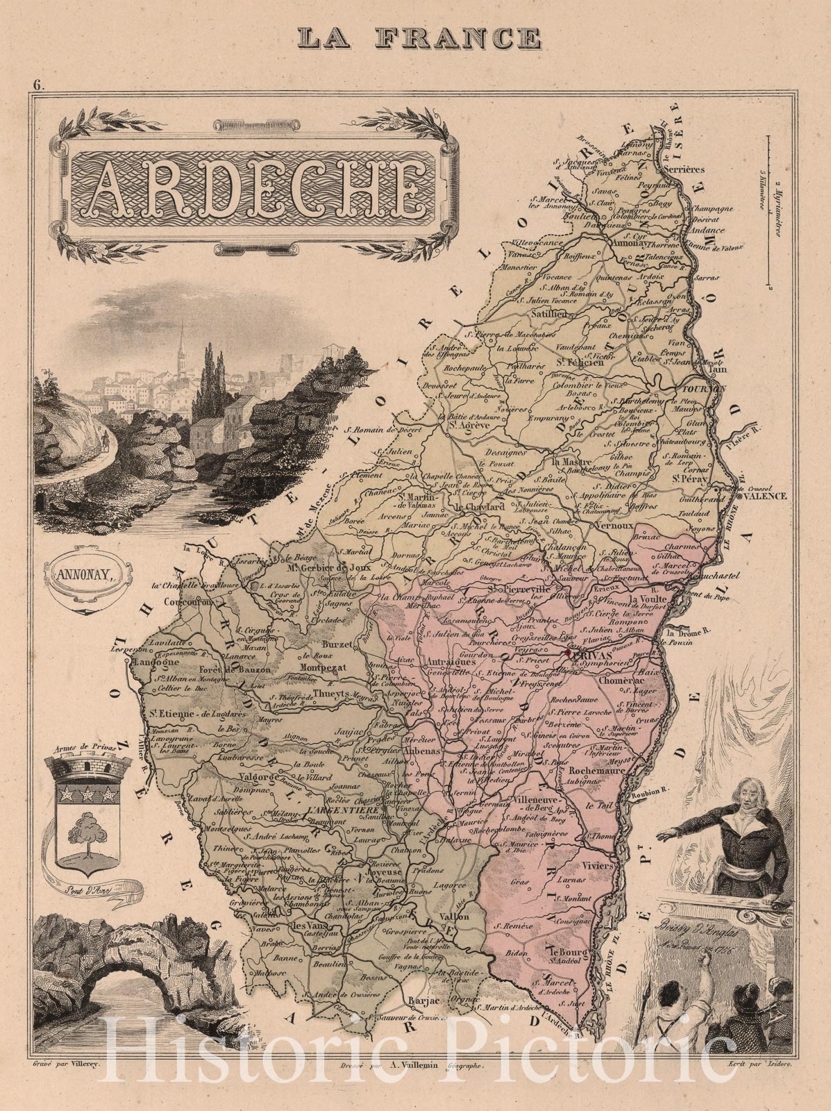 Historic Map : Ardeche. 1869 - Vintage Wall Art – Historic Pictoric