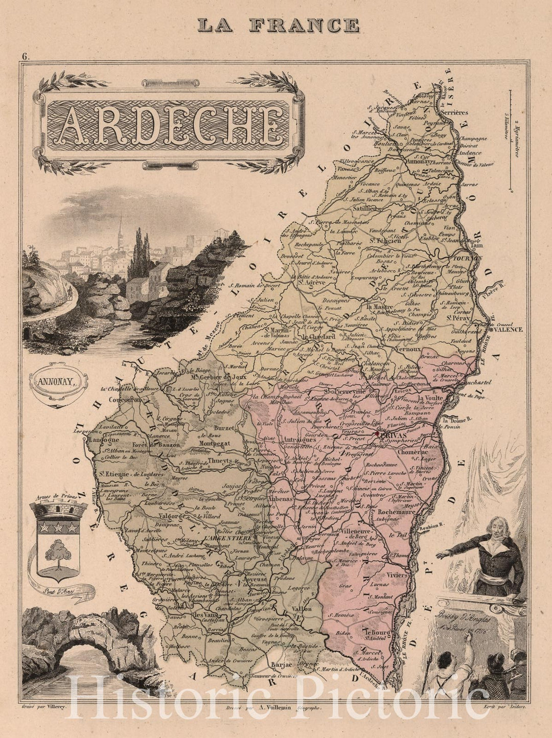 Historic Map : Ardeche. 1869 - Vintage Wall Art – Historic Pictoric