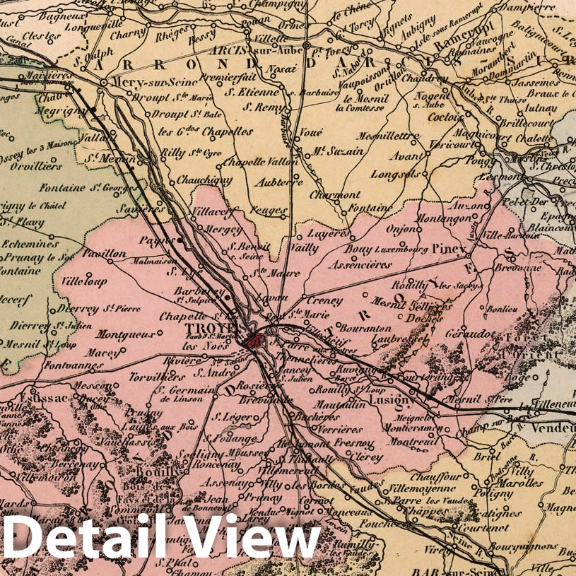 Historic Map : Aube. 1869 - Vintage Wall Art – Historic Pictoric
