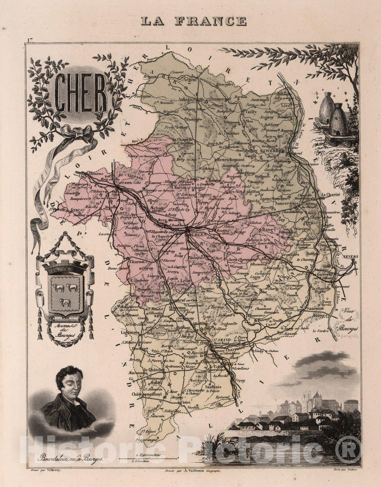 Historic Map : Cher. 1869 - Vintage Wall Art – Historic Pictoric