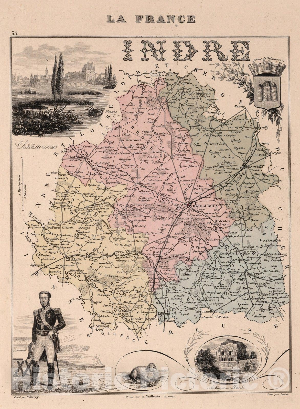 Historic Map : Indre. 1869 - Vintage Wall Art – Historic Pictoric