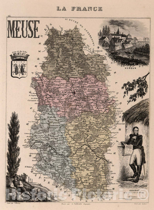 Historic Map : Meuse. 1869 - Vintage Wall Art – Historic Pictoric