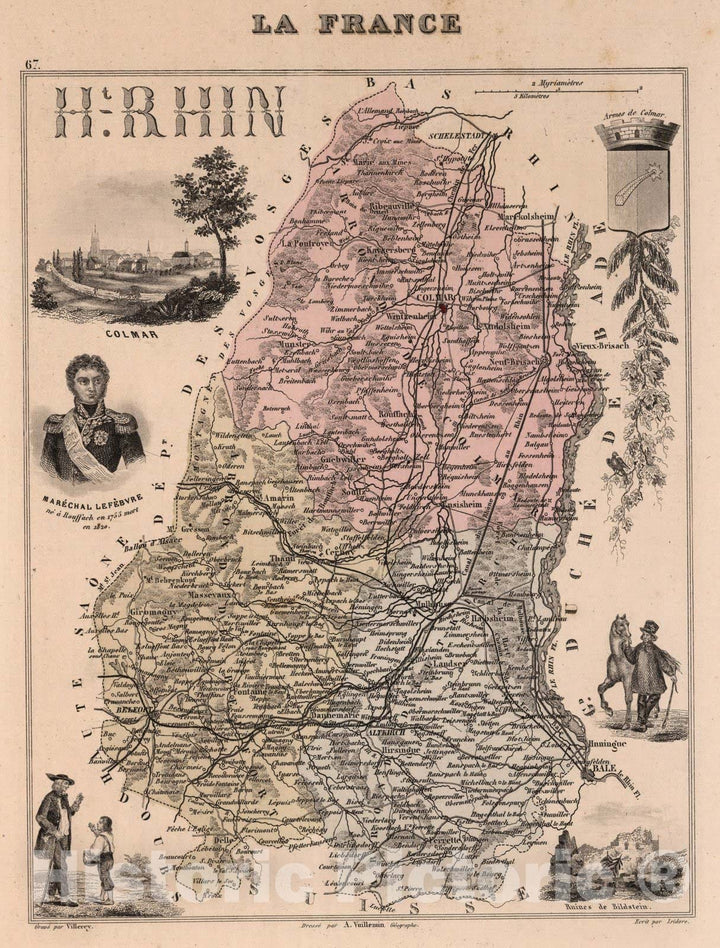 Historic Map : Haut-Rhin. 1869 - Vintage Wall Art – Historic Pictoric