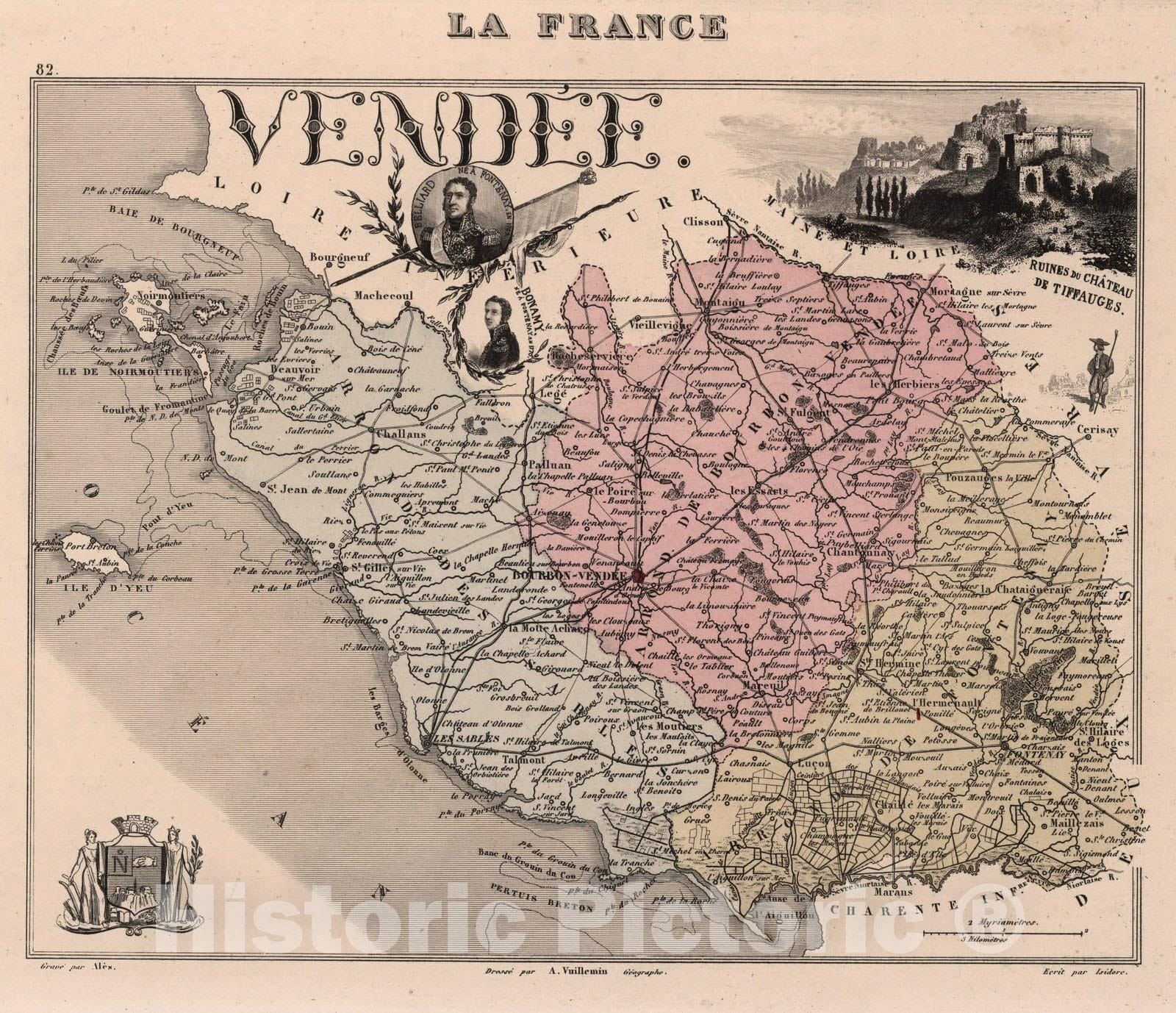 Historic Map : Vendee. 1869 - Vintage Wall Art – Historic Pictoric