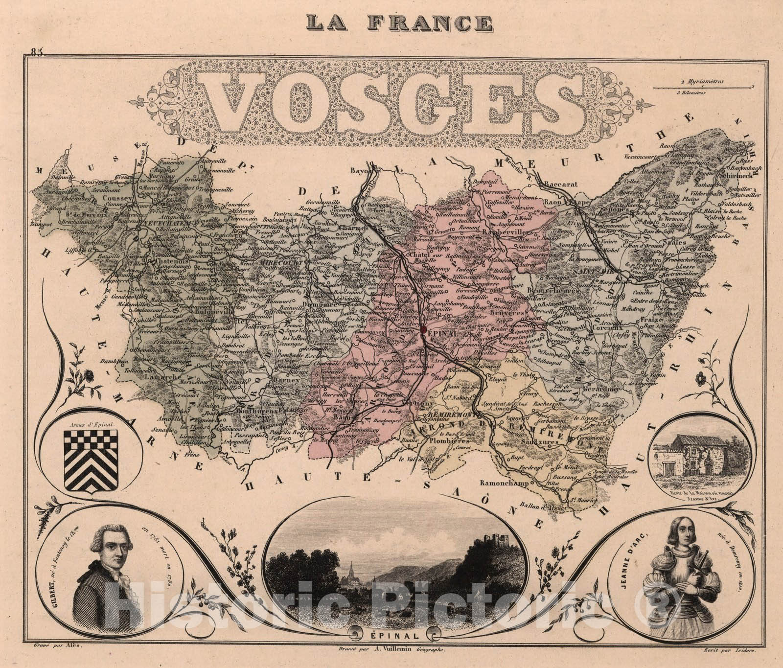 Historic Map : Vosges. 1869 - Vintage Wall Art – Historic Pictoric