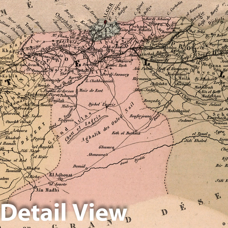 Historic Map : Algeria, Algerie. Afrique Francaise. 1869 , Vintage Wal ...