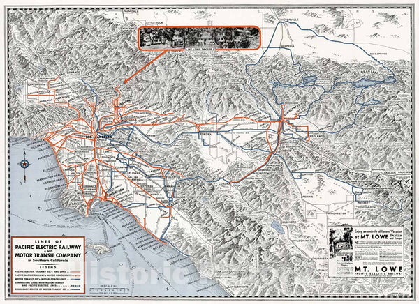 Historic Map : Lines of Pacific Electric Railway and Motor Transit Com ...