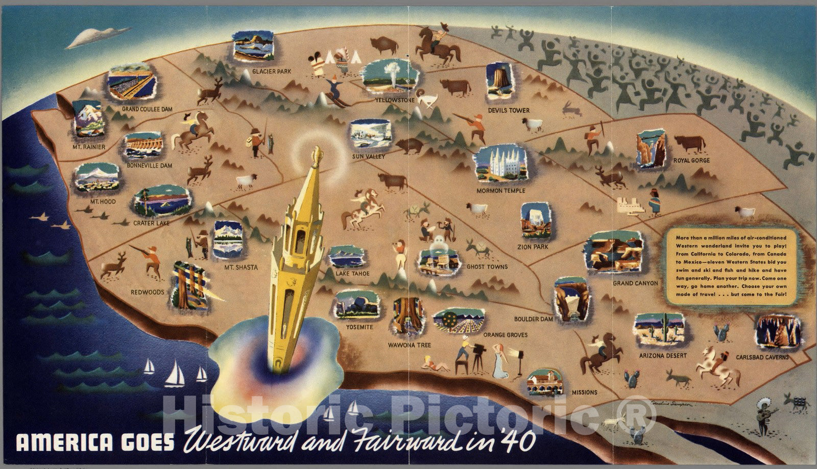 Historic Map : America Goes Westward and Fairward in '40. 1940 - Vinta ...