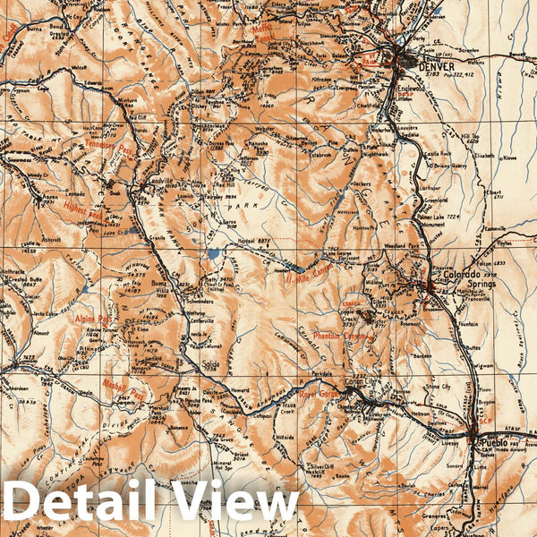 Historic Map - Colorado Railroads Map. 1943 - Vintage Wall Art ...