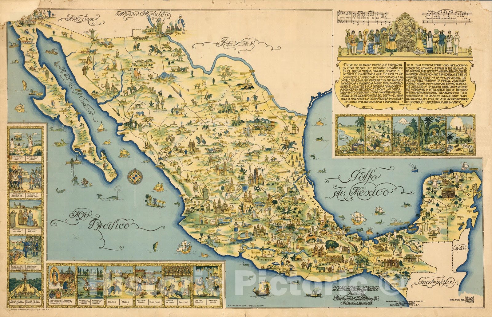 Historic Map : Pictorial Map of Mexico. Published by Fischgrund Pubish ...