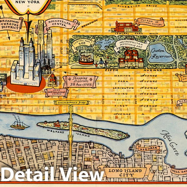 Historic Map : Manhattan, 1936 - Vintage Wall Art - Historic Pictoric