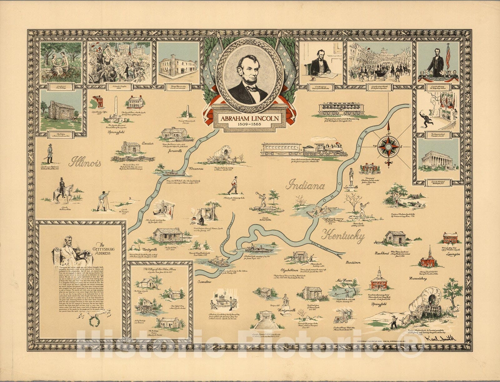 Abraham Lincoln Civil War Map