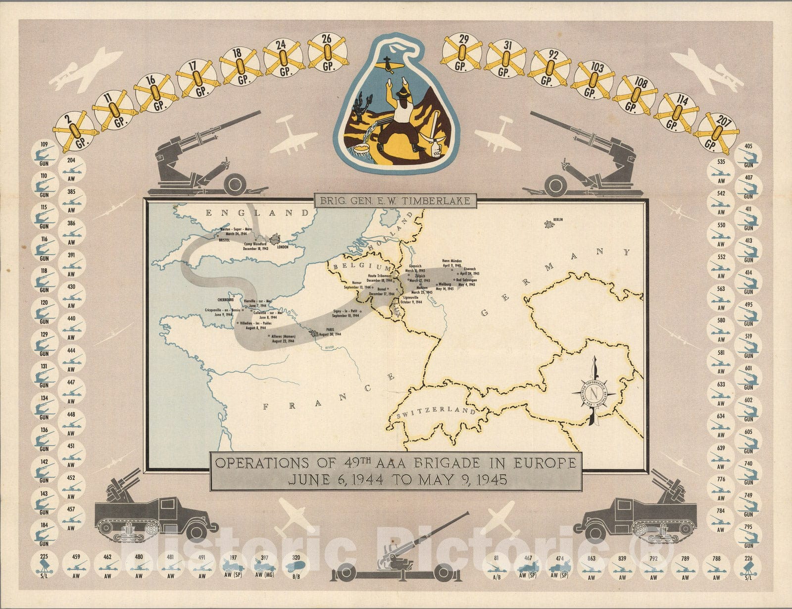 Historic Map : Operations of 49th AAA (Antiaircraft Artillerymen) Brig ...
