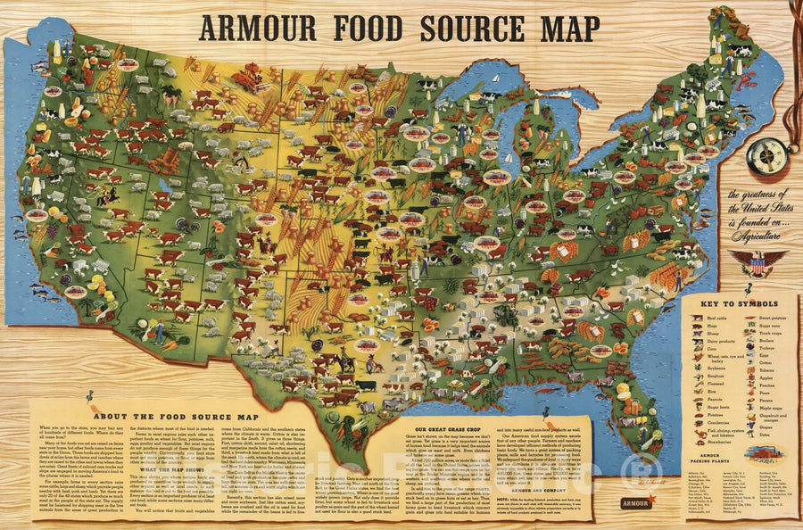 Historic Map : Armour Food Source Map, 1960 - Vintage Wall Art ...