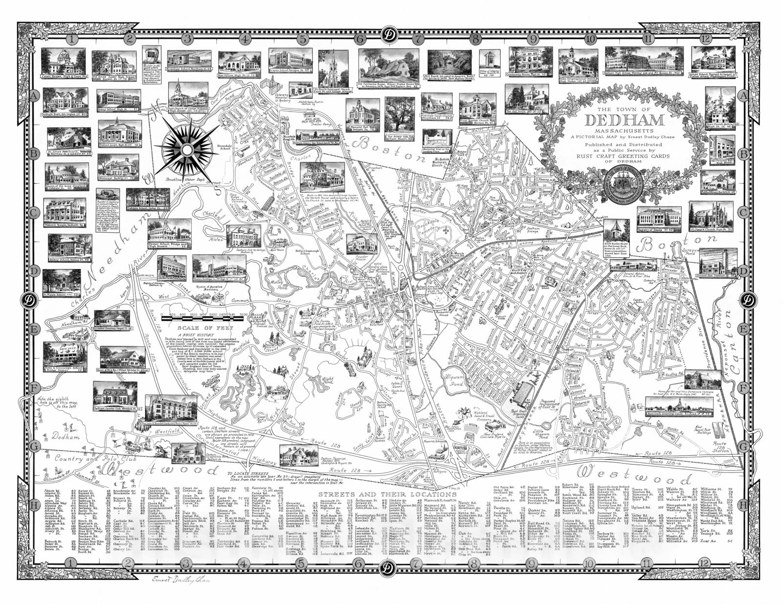 Historic Map - Dedham, Massachusetts. 1935 - Vintage Wall Art ...
