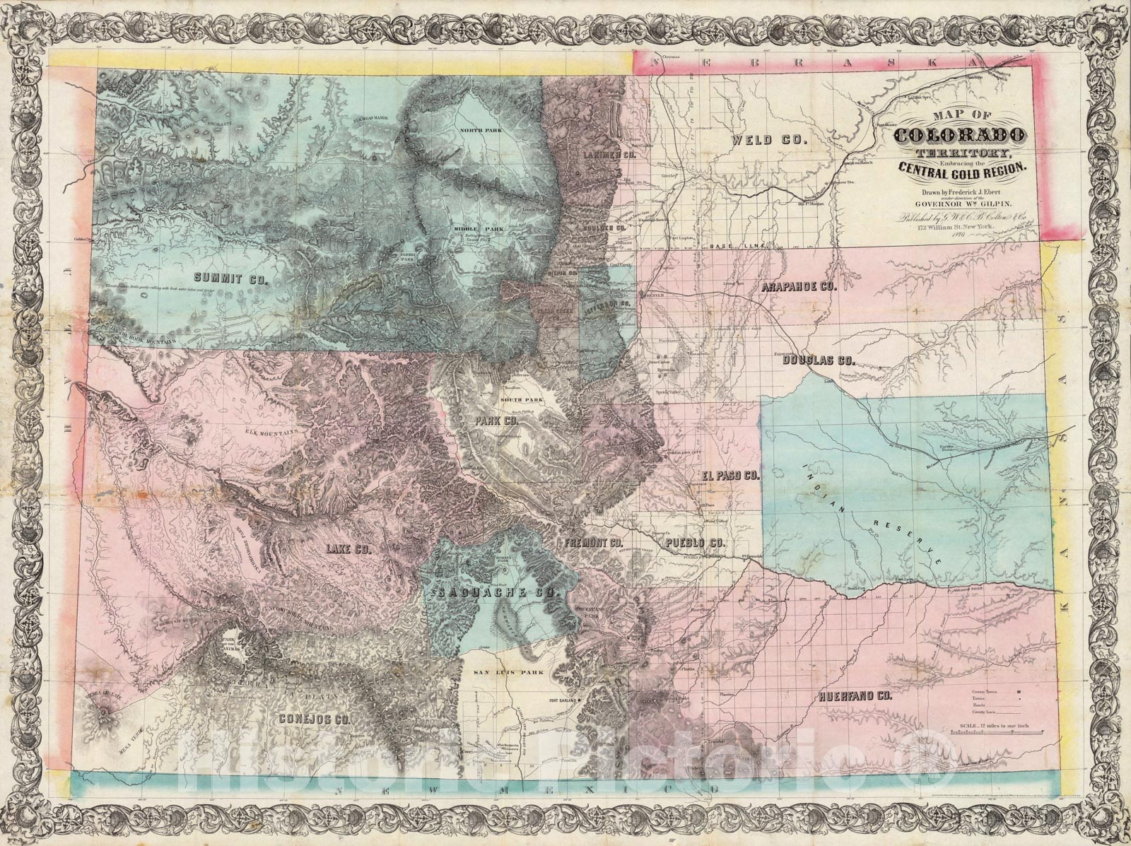 Map of Colorado Territory, 1870 - Vintage Wall Art – Historic Pictoric