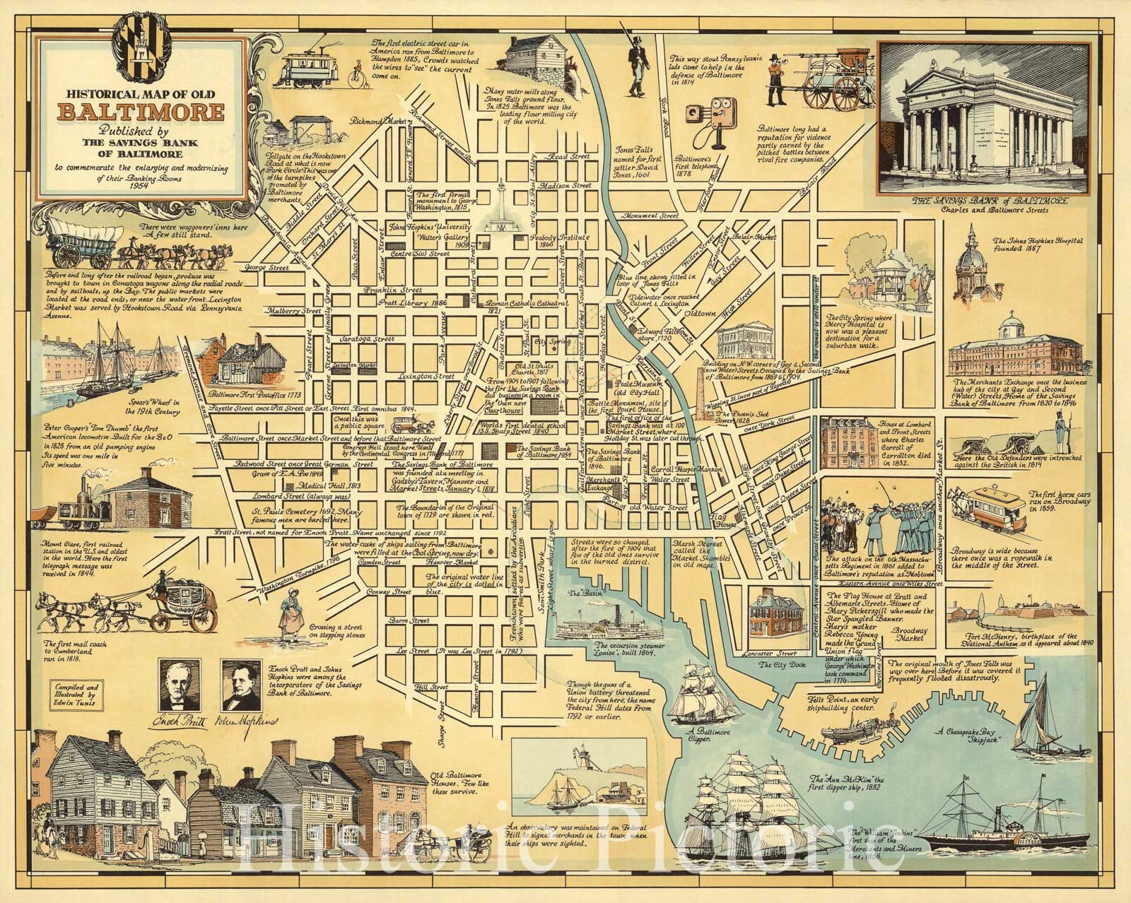 Historic Wall Map : Historical map of old Baltimore, 1854 - Vintage Wa ...
