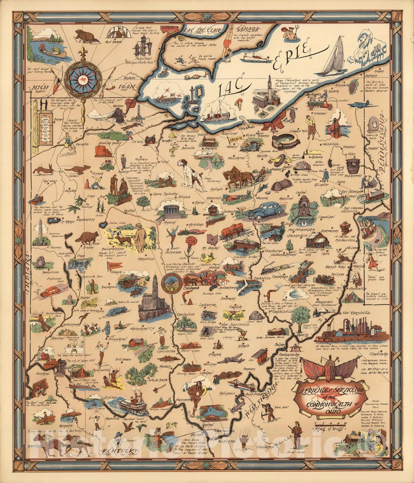 Historic Map : A friendly service map of the commonwealth of Ohio, 194 ...