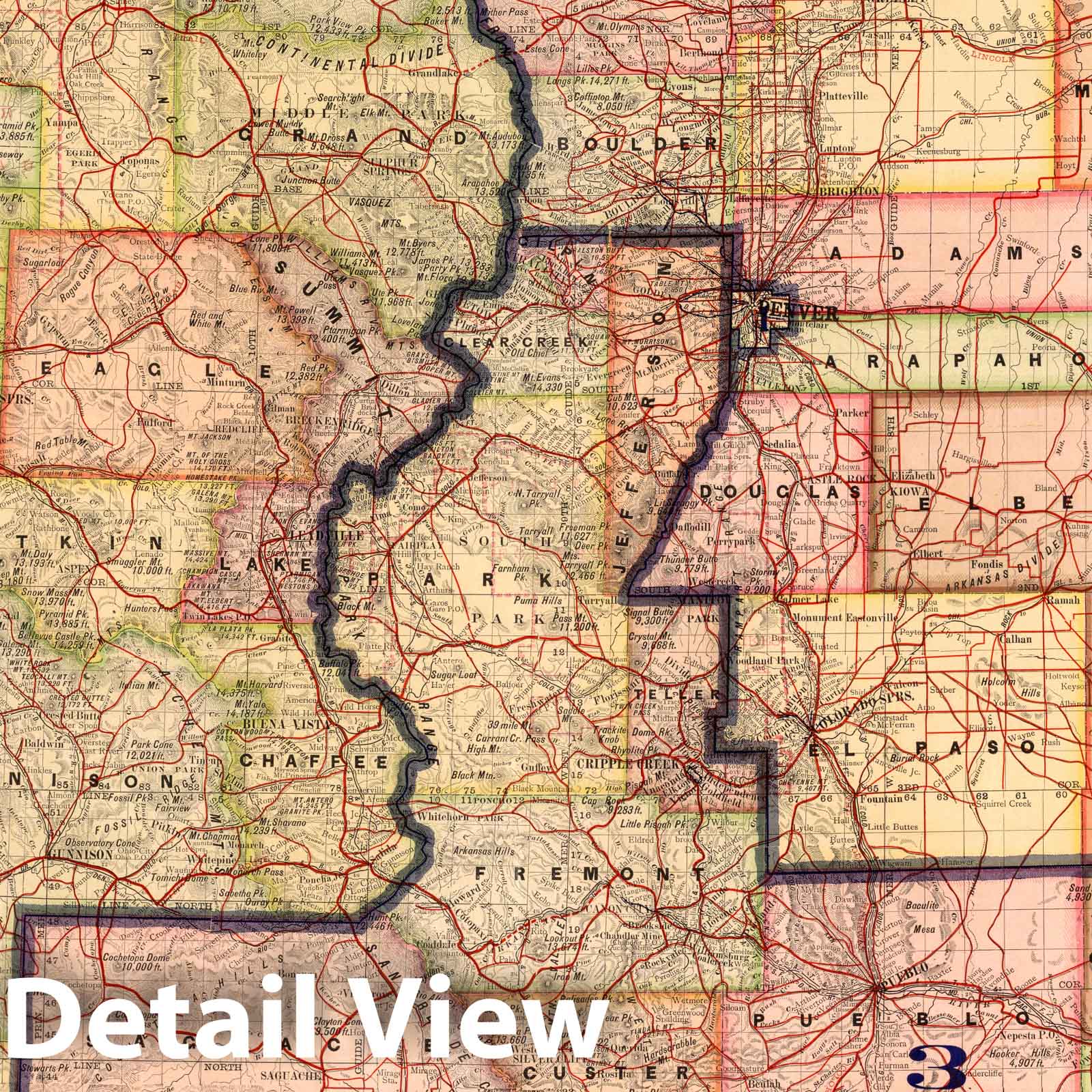 Historic Wall Map : Cram's Superior Map of Colorado, 1915 - Vintage Wa ...