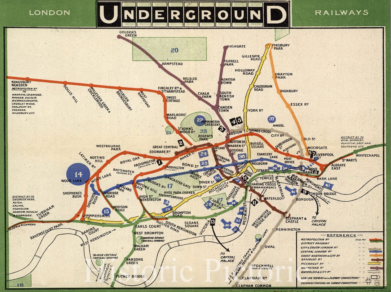 Historic Map : London Underground Railways. 1909 - Vintage Wall Art ...