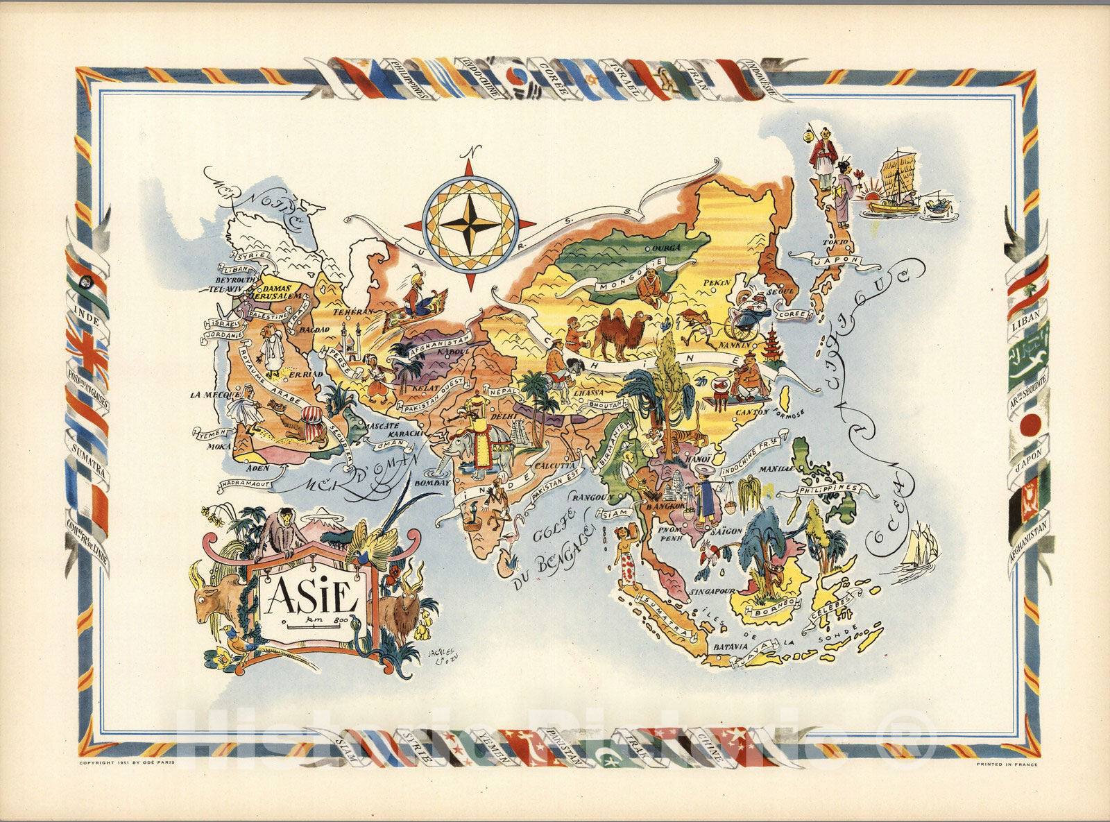 Historic Map : Asie. (Asia). 1951 - Vintage Wall Art – Historic Pictoric