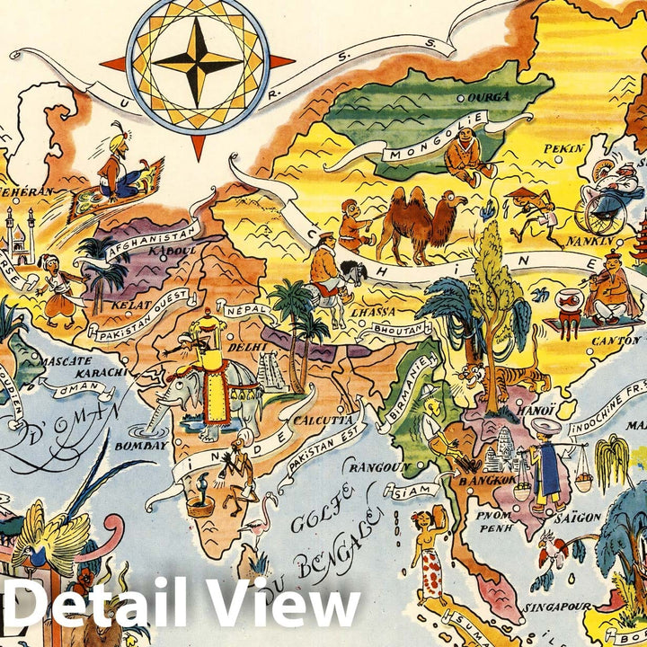 Historic Map : Asie. (Asia). 1951 - Vintage Wall Art – Historic Pictoric