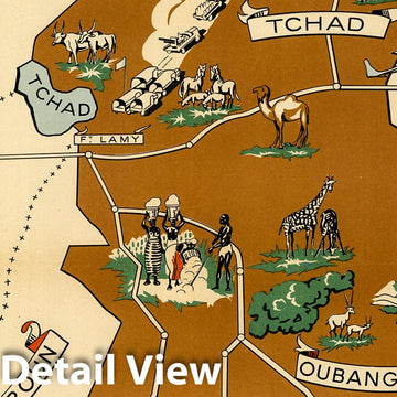 Historic Map : Chad, , Africa Afrique Equatoriale Francaise, AEF. (Fre ...