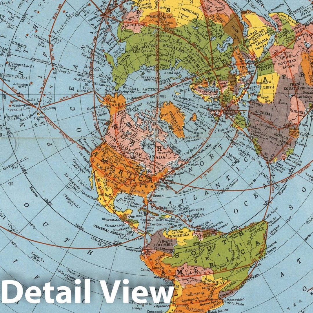 Historic Map - Air Age Map of the World. A Polar Projection, 1945 - Vi ...