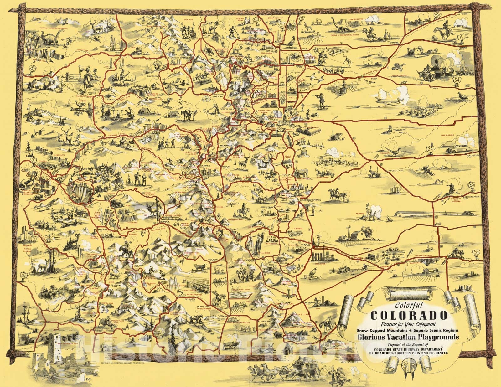 Historic Map - Colorful Colorado. 1941 - Vintage Wall Art – Historic ...