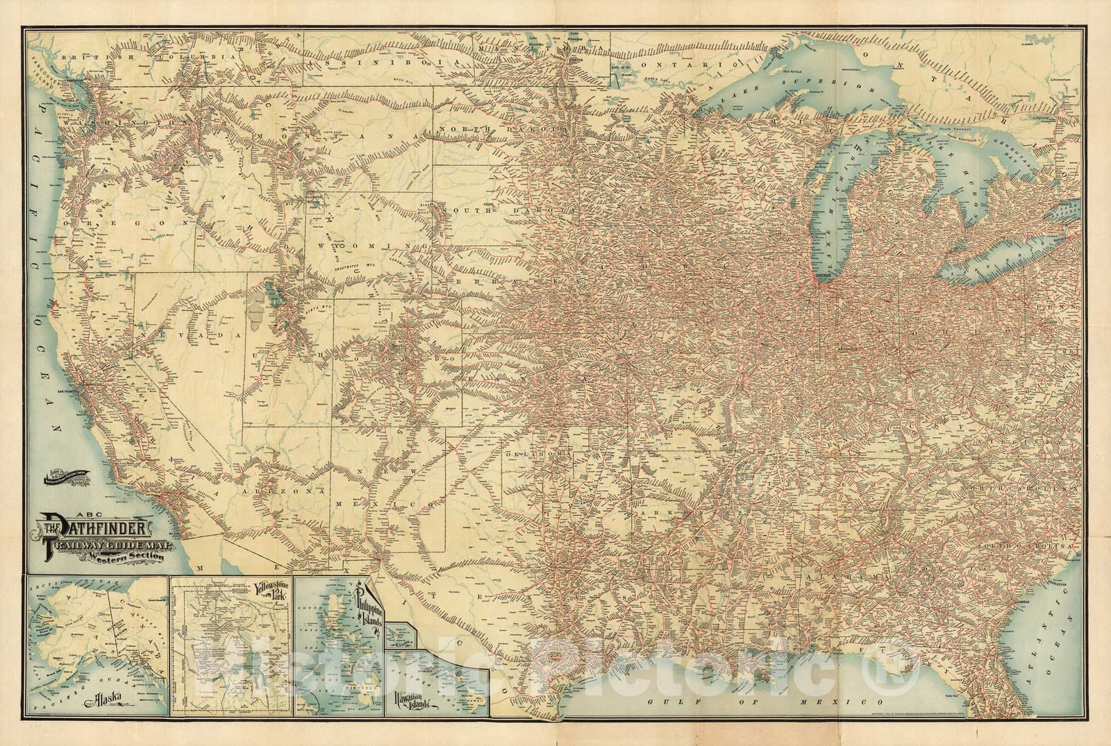 Historic Map : ABC The Pathfinder Railway Guide Map, Western Section ...