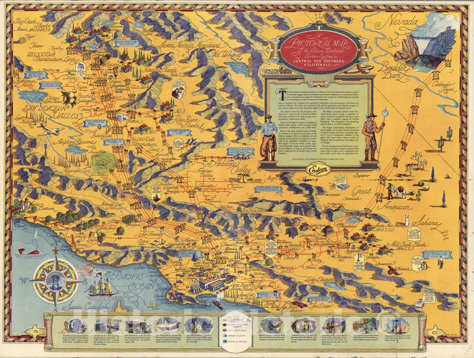 Historic Map - A Pictorial Map of the Edison Electrical Service System ...