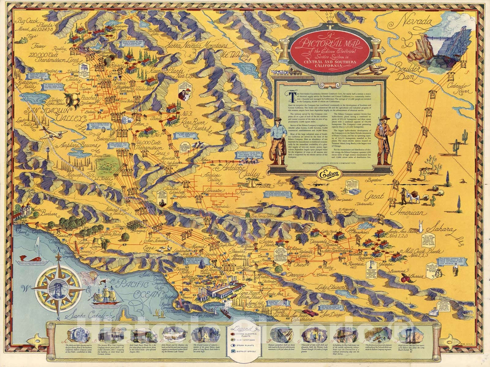 Historic Map - A Pictorial Map of the Edison Electrical Service System ...