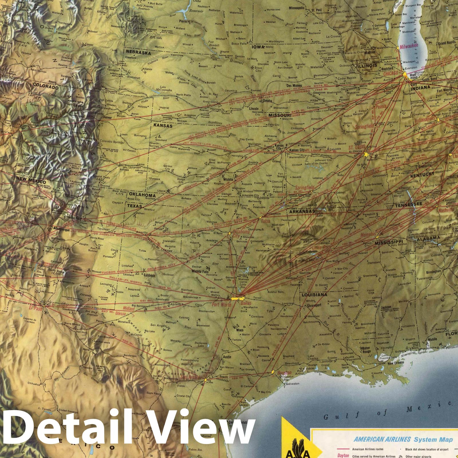 Historic Map : American Airlines System Map, 1962 v1 - Historic Pictoric