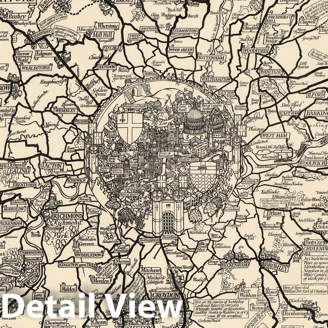 Historic Map : The Country Bus-Services Map, London and Vicinity, 1928 ...