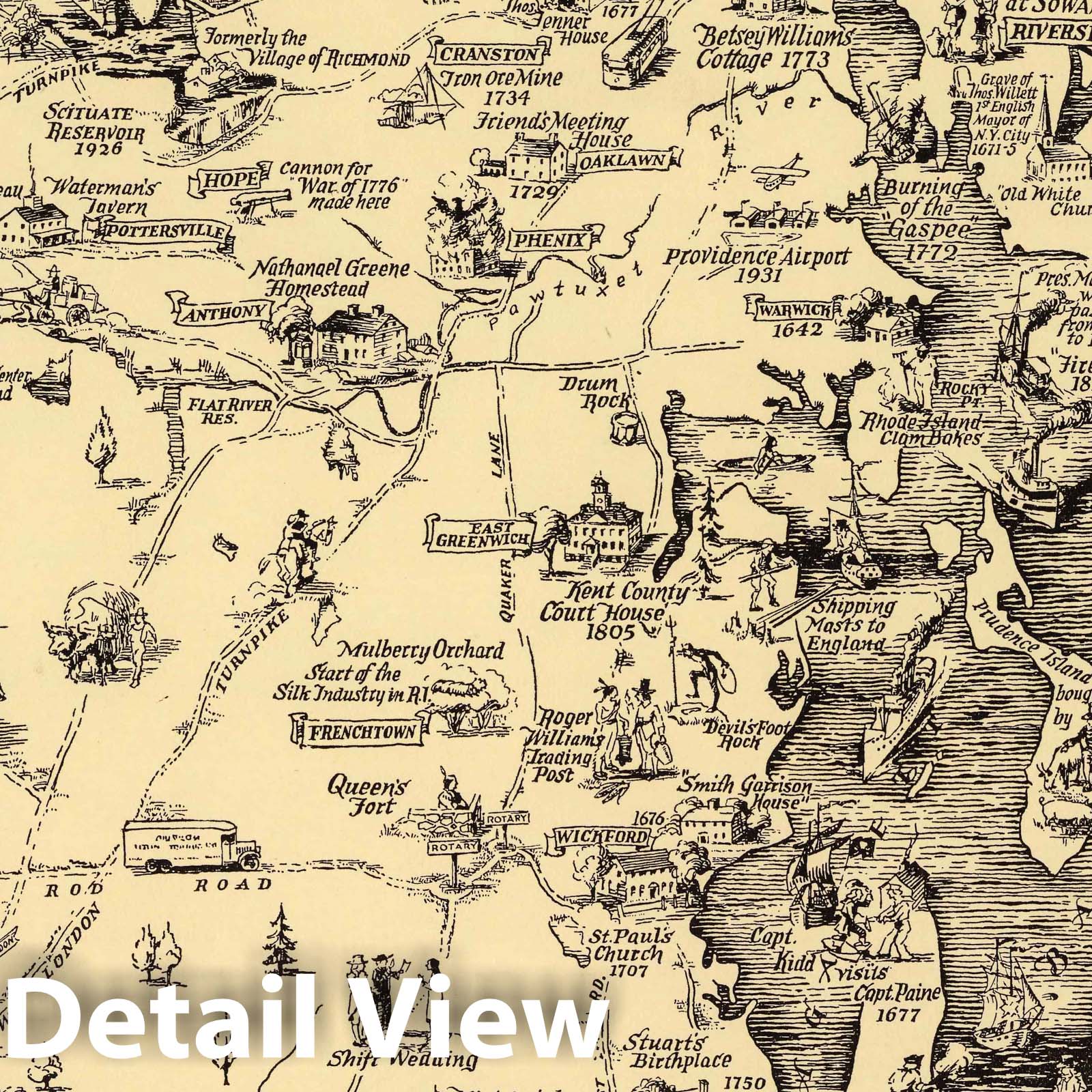 Historic Map : Tercentenary Map of the State of Rhode Island and Provi ...