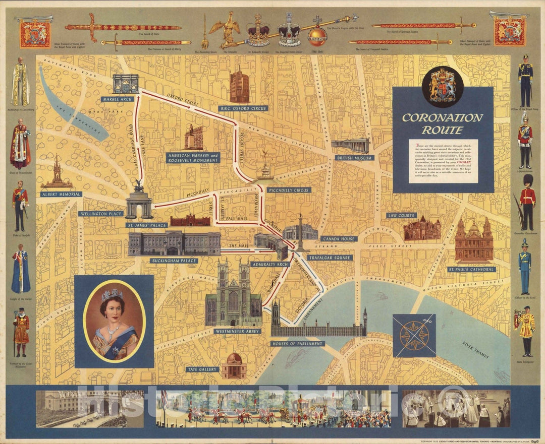 Historic Map : Pamphlet, Coronation route 1953 - Vintage Wall Art ...